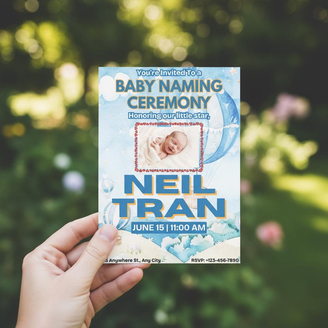 Baby Naming Ceremony Invitation Template Canva | Editable Baby Name ...