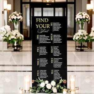 Wedding Seating Chart - Black Acrylic Seating Plan Sign - Seat ...