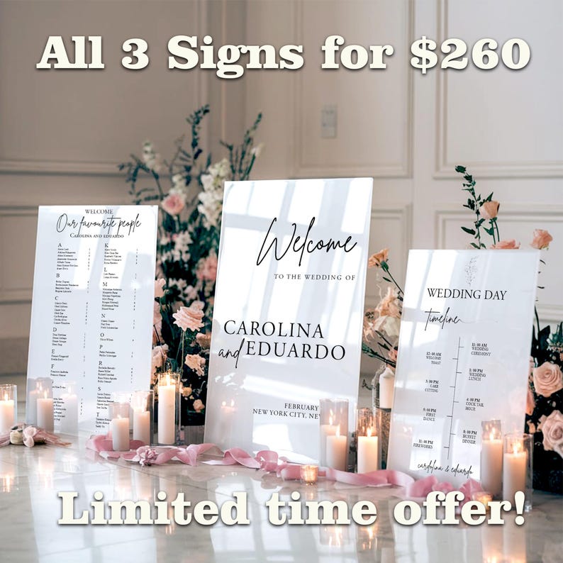 Wedding Bundle Set of 3 Wedding Signs Seating Chart Sign Wedding ...