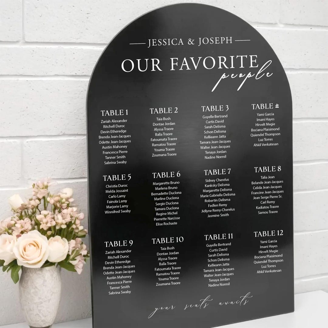 Wedding Seating Chart Acrylic Sign | Acrylic Table Seating Chart ...