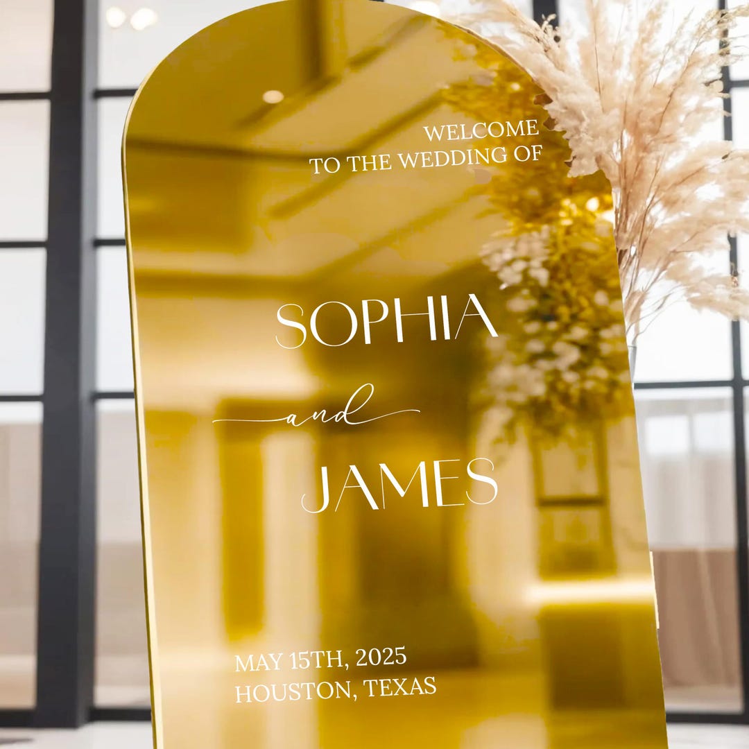 Gold Mirror Wedding Sign - Personalized Welcome Sign - Mirror Wedding ...