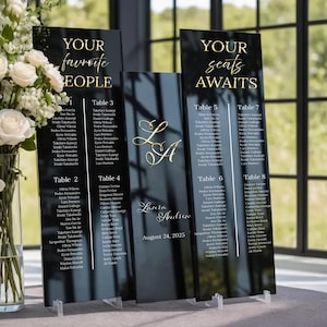 Elegant Seating Chart and Welcome Sign - Wedding Sign Bundle - Black ...