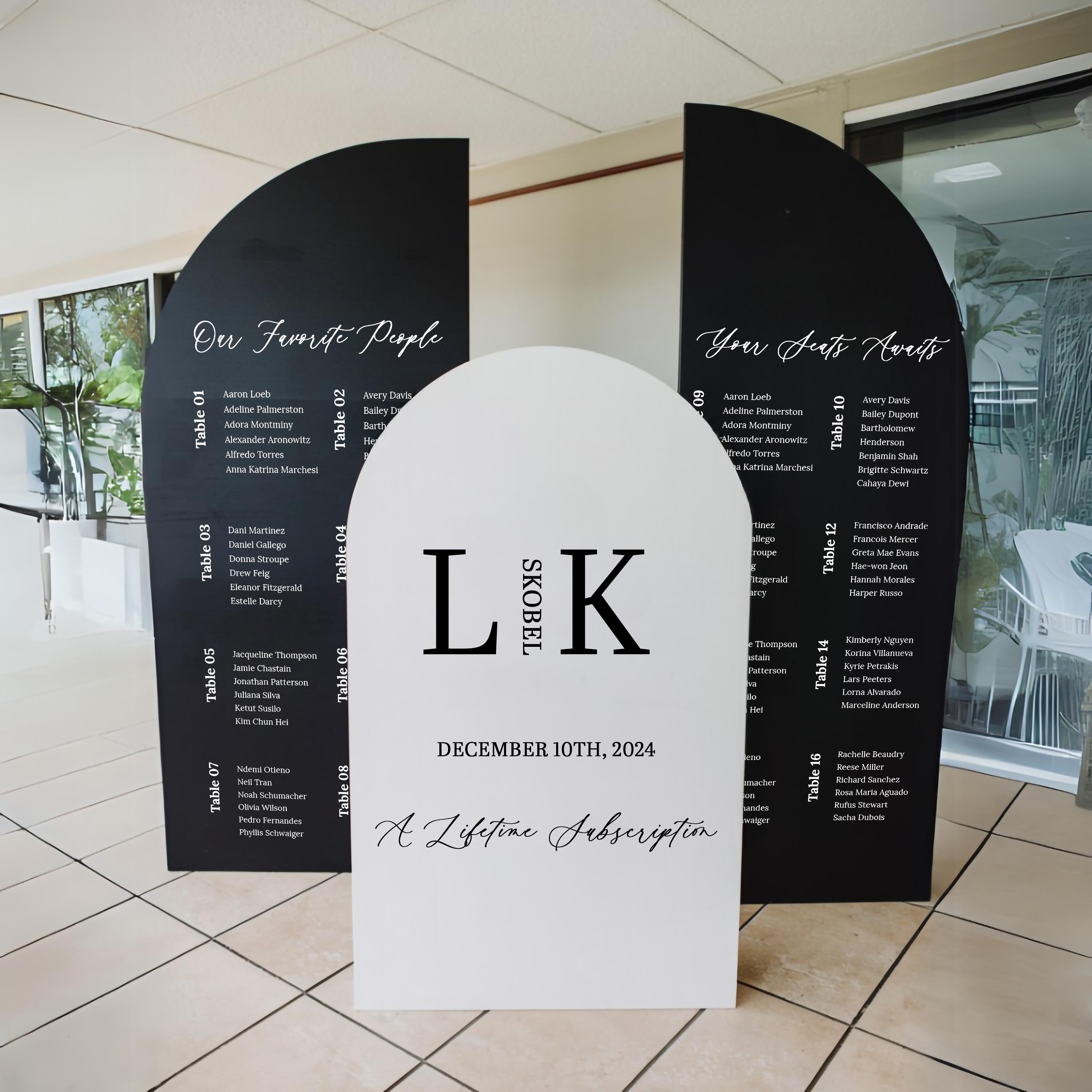 Wedding Seating Chart & Welcome Sign, Custom Acrylic Arch Signs - Etsy