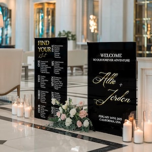 Black Signs Bundle - Set of 3 Acrylic Wedding Signs - Welcome Sign ...
