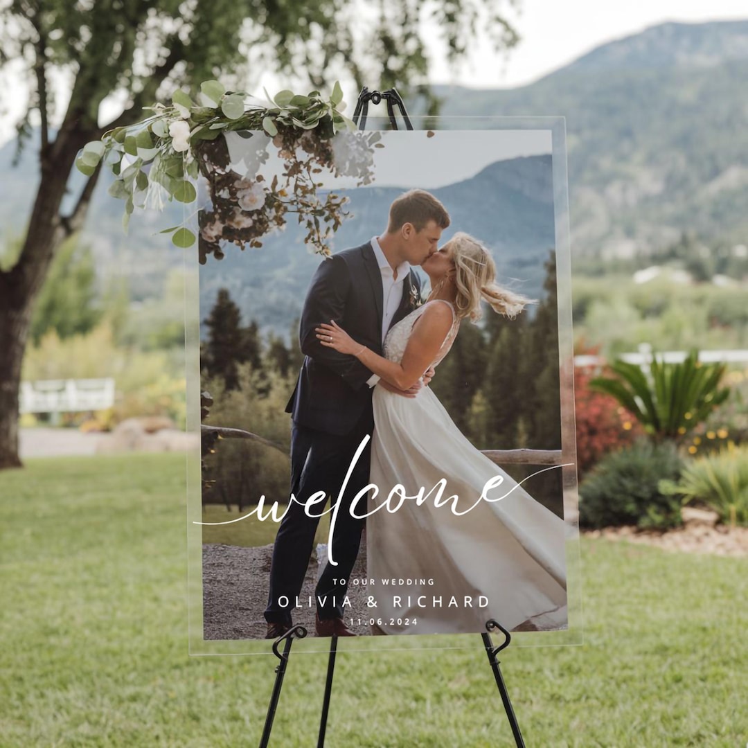 Wedding Welcome Sign With Custom Photo, Photo Wedding Sign, Vertical ...