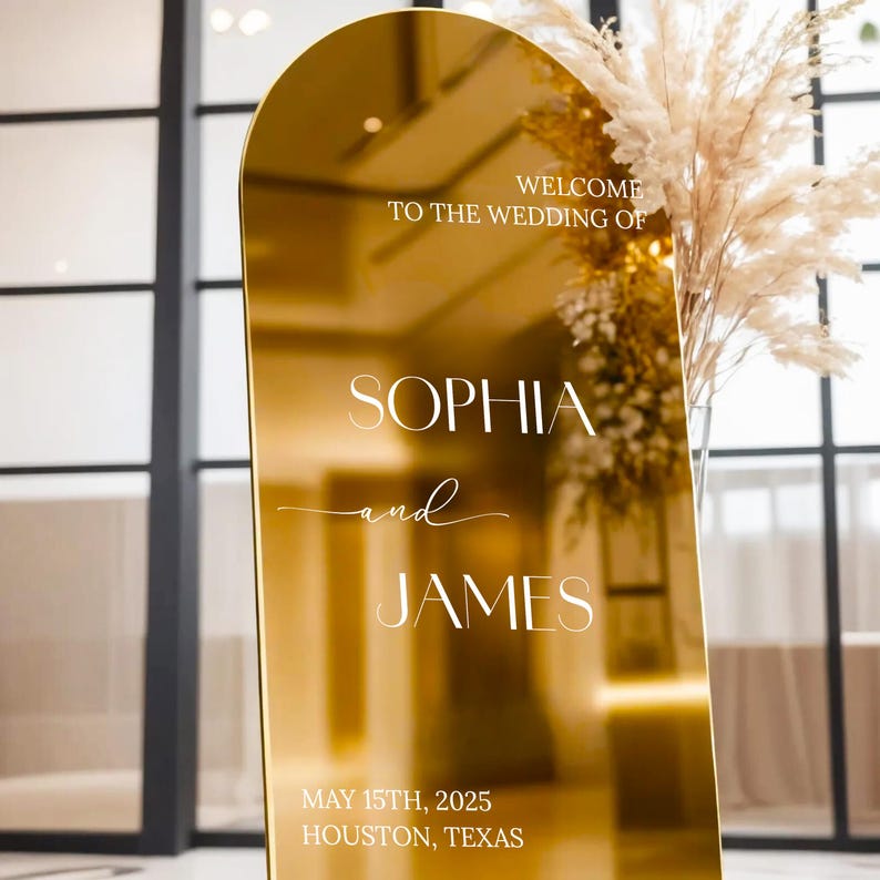 Gold Mirror Wedding Sign Personalized Welcome Sign Mirror Wedding ...