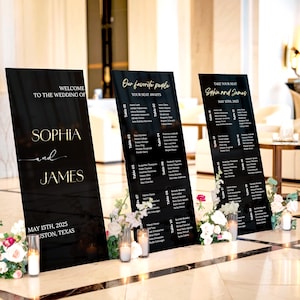 Elegant Seating Chart and Welcome Sign - Wedding Sign Bundle - Black ...