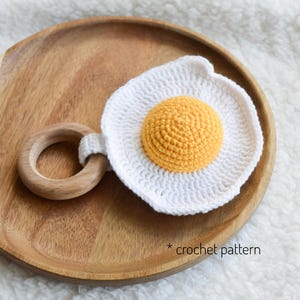 Easy Pattern Fried Egg Crochet Rattle, Large Agg Rattle Newborn Toy, Fake Eat Crochet Pattern ...