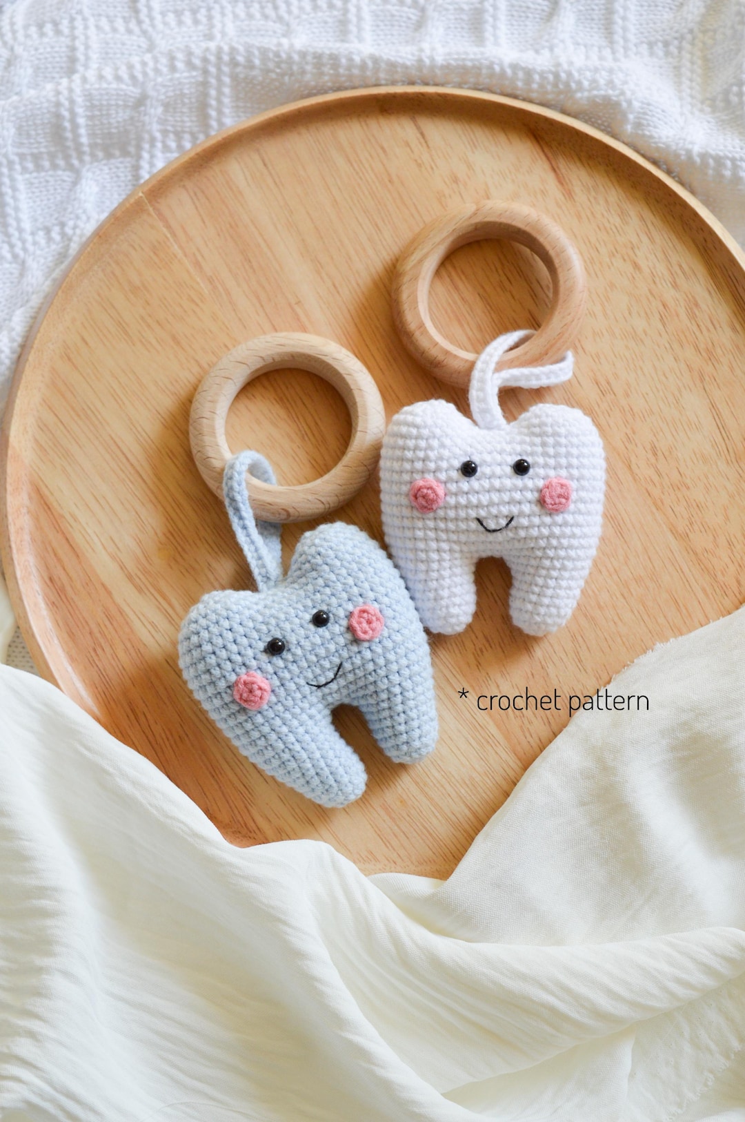White Tooth Crochet Pattern Baby Rattle, First Tooth Easy Crochet, Cute ...