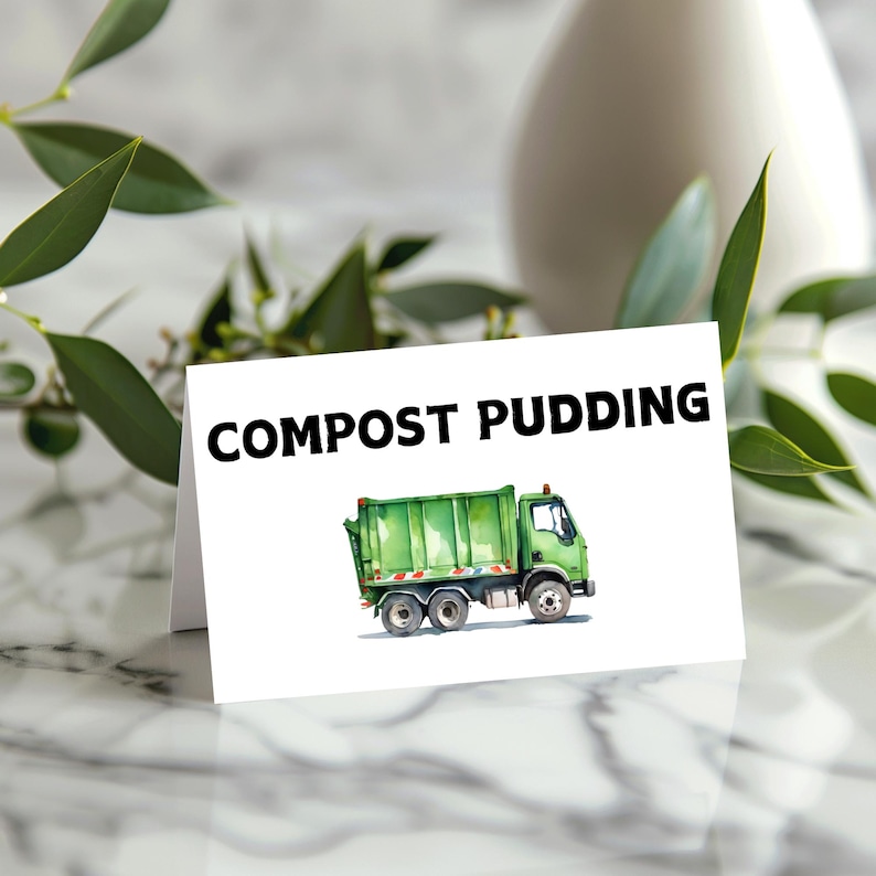 Garbage Truck Birthday Food Labels | Recycle Party Buffet Cards | Trash ...