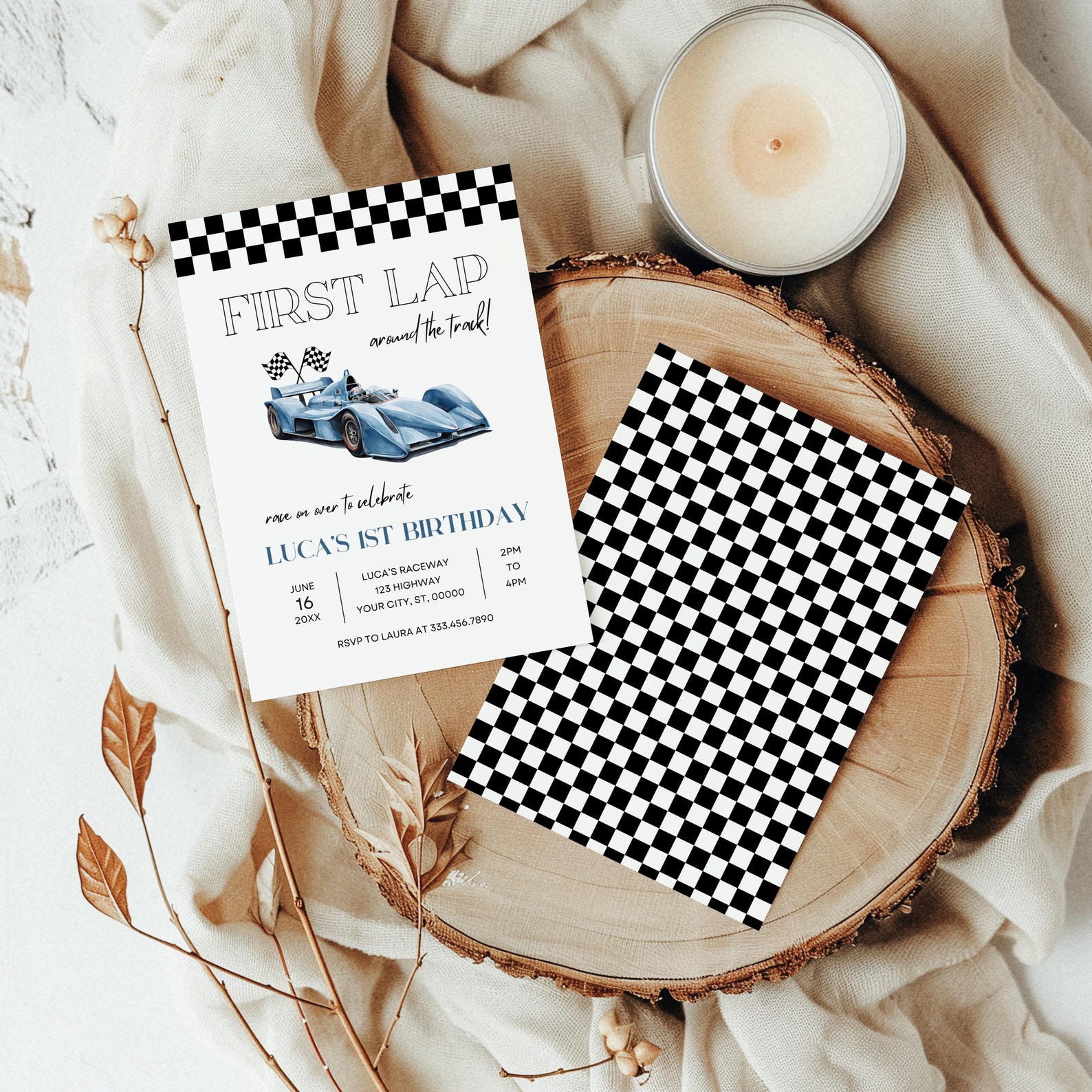 First Lap Around the Track Invitation | Watercolor Race Car | Boy 1st ...