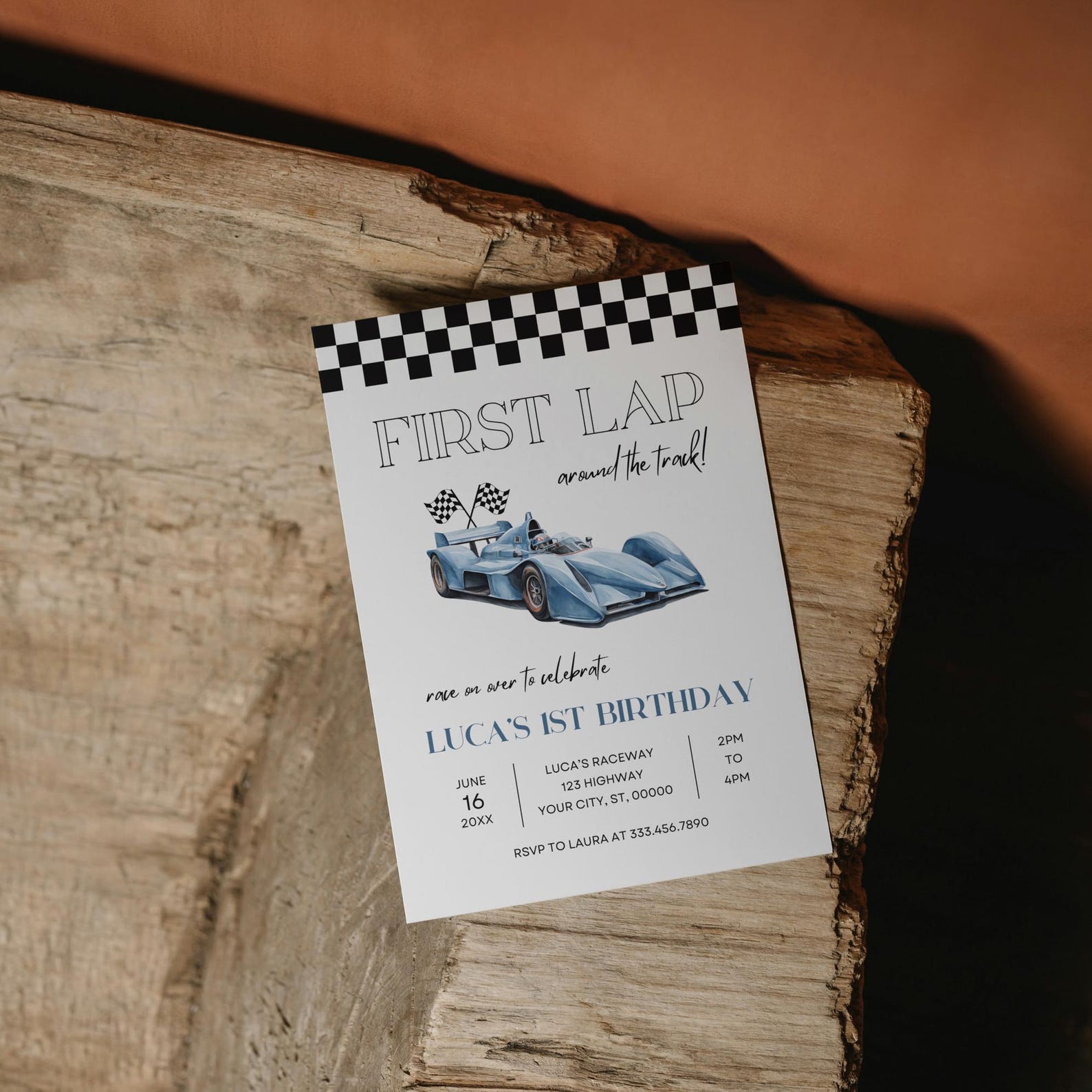 First Lap Around the Track Invitation | Watercolor Race Car | Boy 1st ...