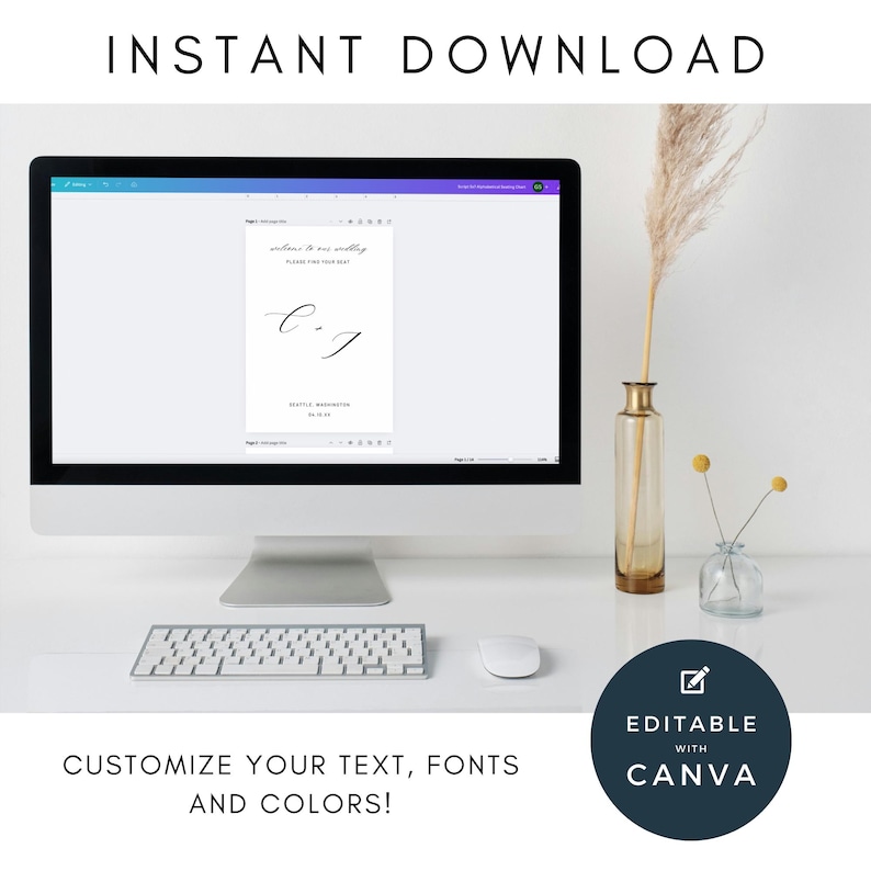 Elegant Script Thin Name Place Cards | Wedding Flat Printable Tags ...