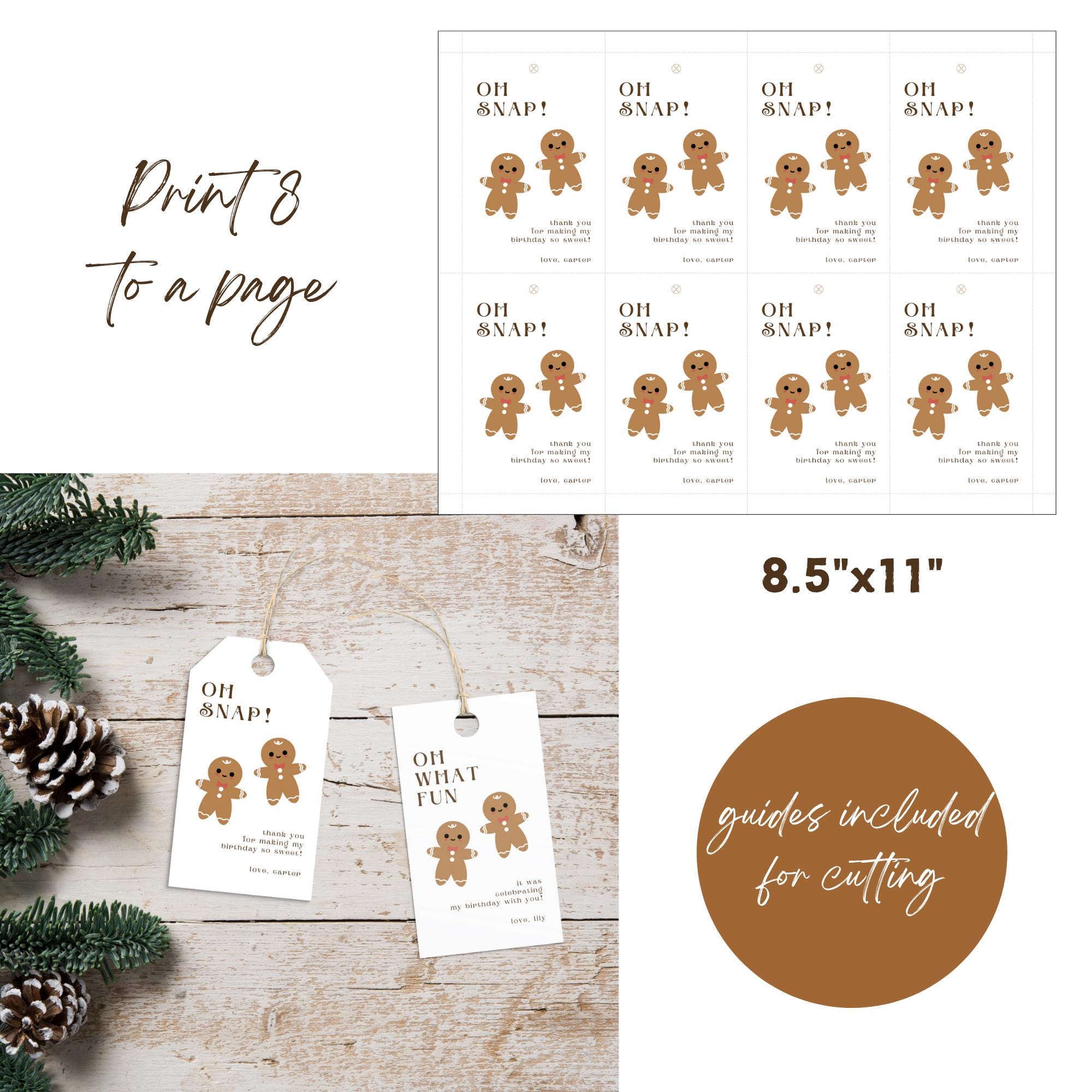 Gingerbread Cookie Birthday Thank You Tags | Christmas Party Favors ...