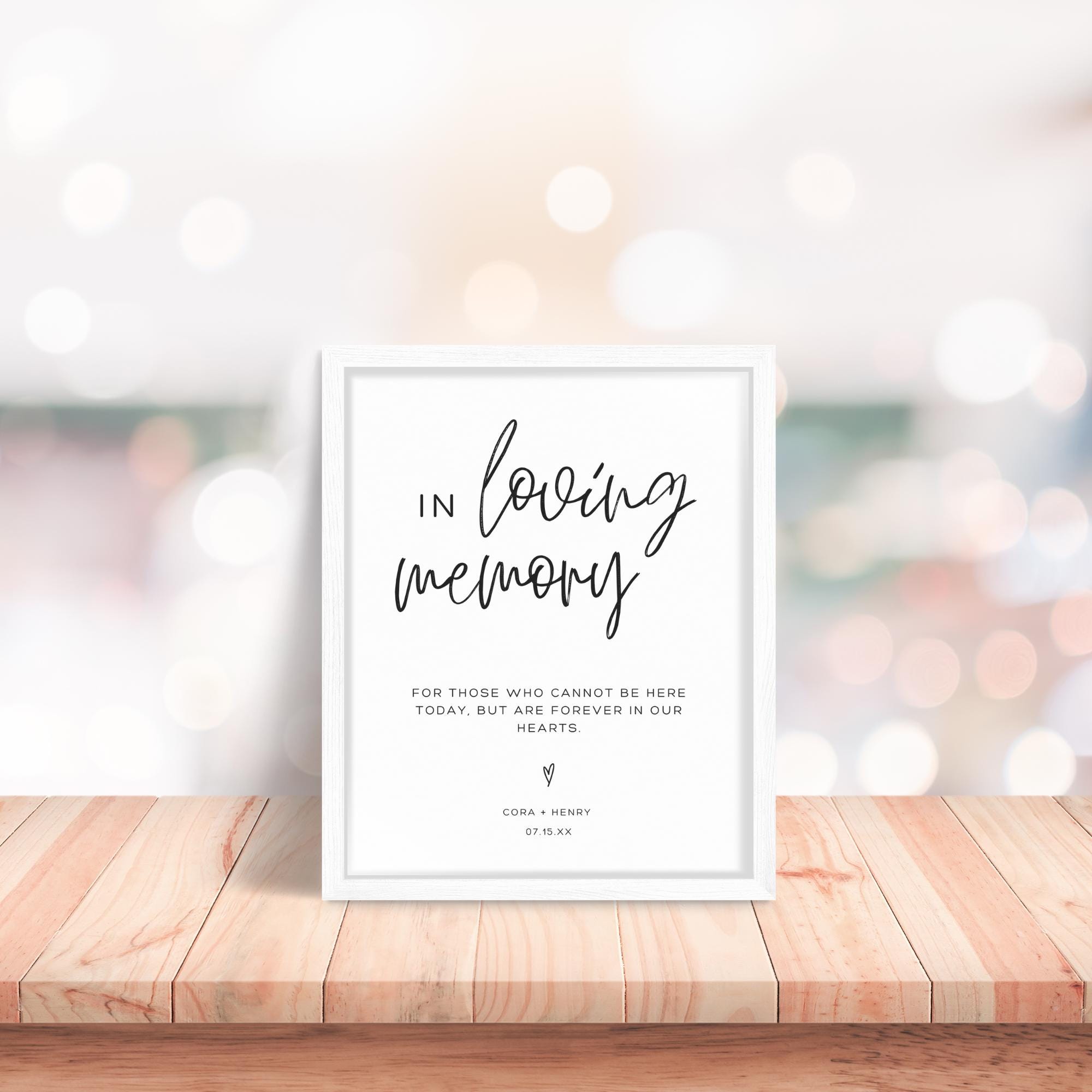 Minimalist Wedding in Loving Memory Sign | Remembering Loved Ones ...