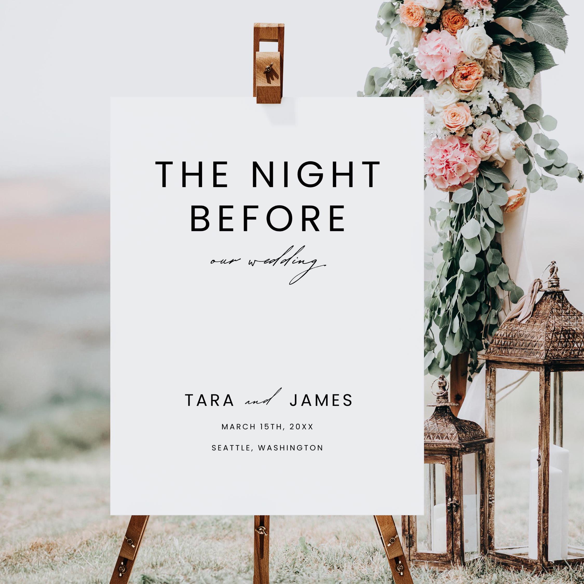 Modern the Night Before Sign | Wedding Rehearsal | Simple Signage ...
