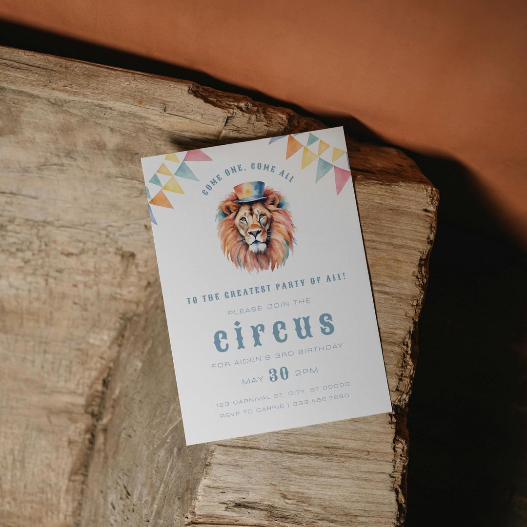 Pastel Circus Birthday Party Invitation | Watercolor Evite | Fairground ...
