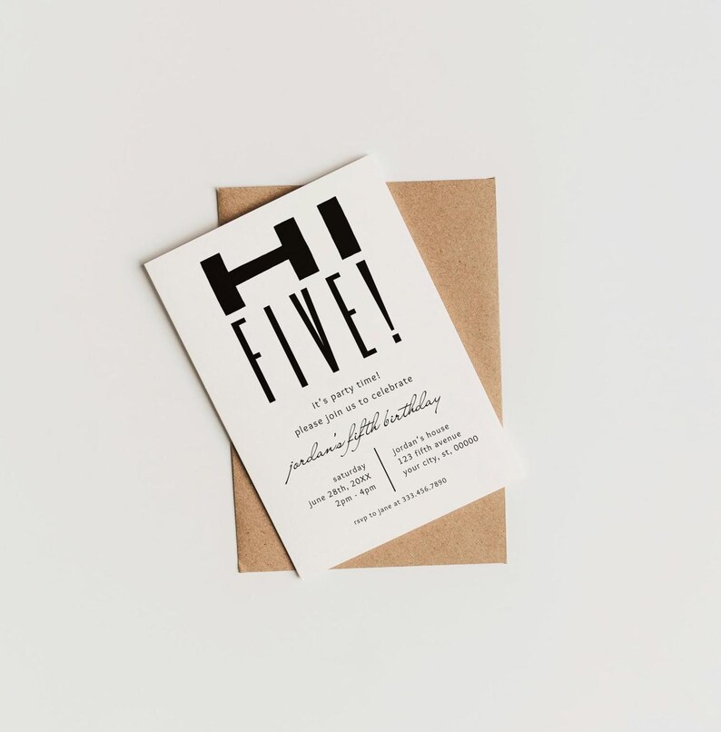 Hi Five! Birthday Party Invitation | High Five Invite | 5 Year Old ...