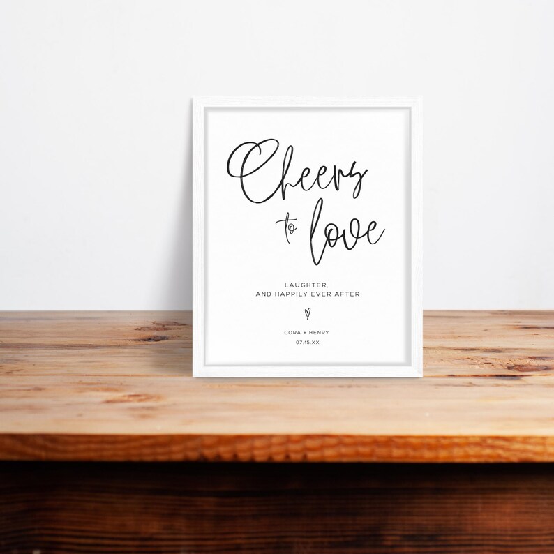 Minimalist Wedding Cheers to Love Sign | Toast to the Happy Couple ...
