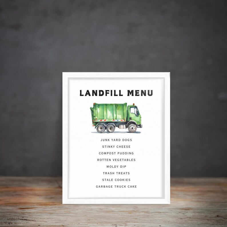 Garbage Truck Birthday Party Sign Bundle | Recycle Celebration | Trash ...