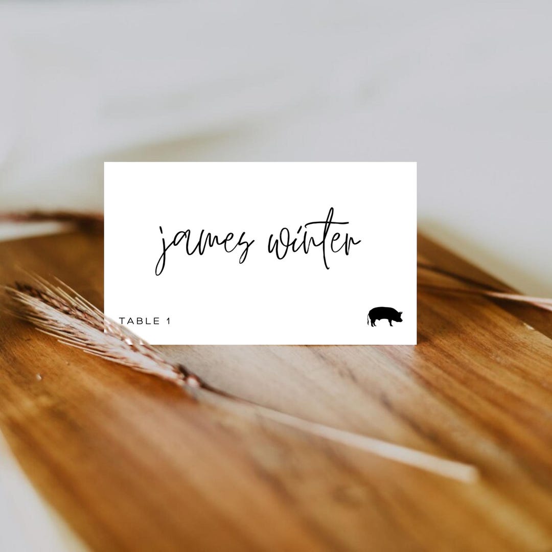 Minimalist Wedding Table Name Place Cards | Tented or Flat Printable ...