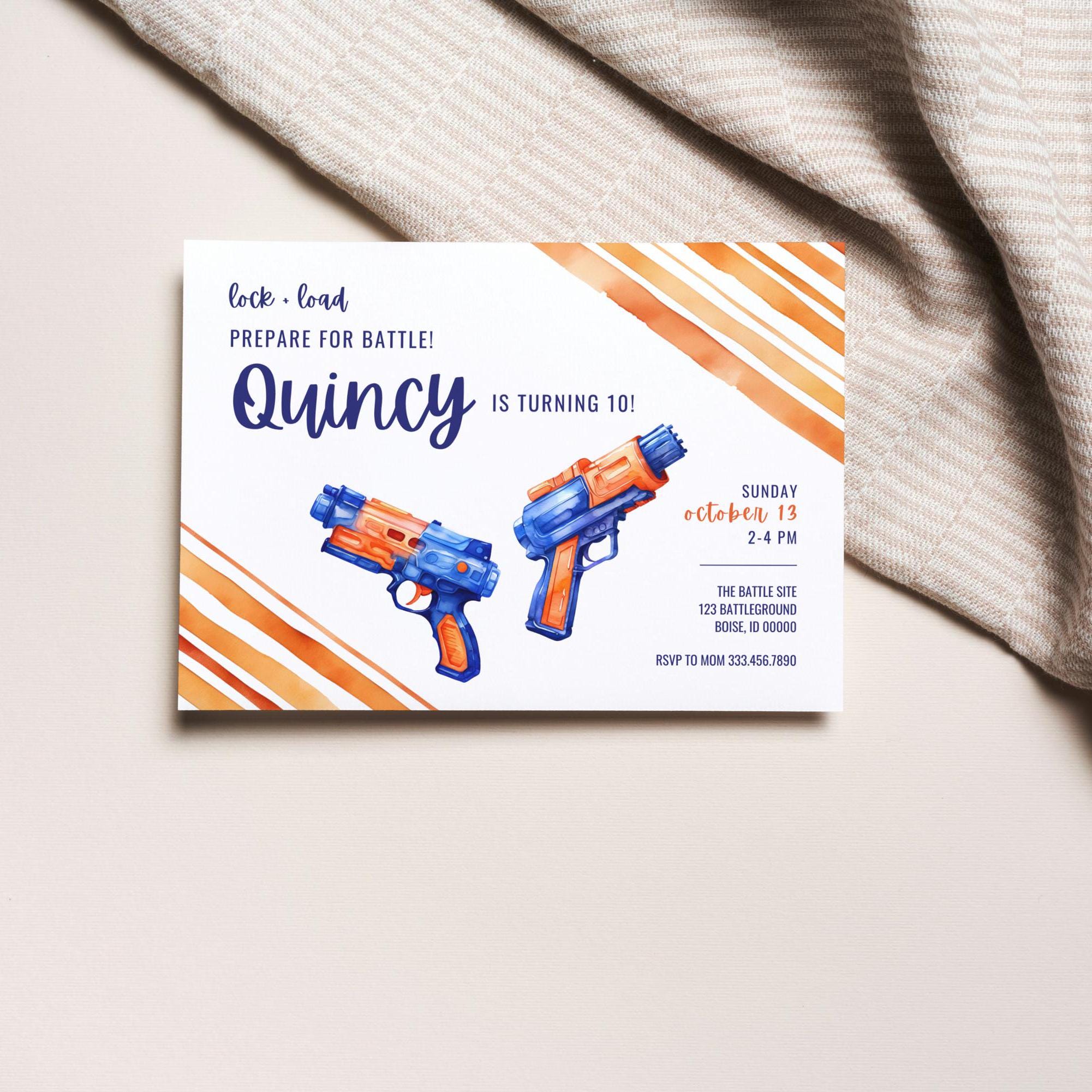 Dart Blaster Birthday Party Invitation | Foam Dart | Boy Battle ...