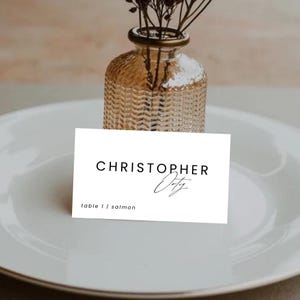 Modern Wedding Table Name Place Cards | Tented or Flat Printable Cards ...