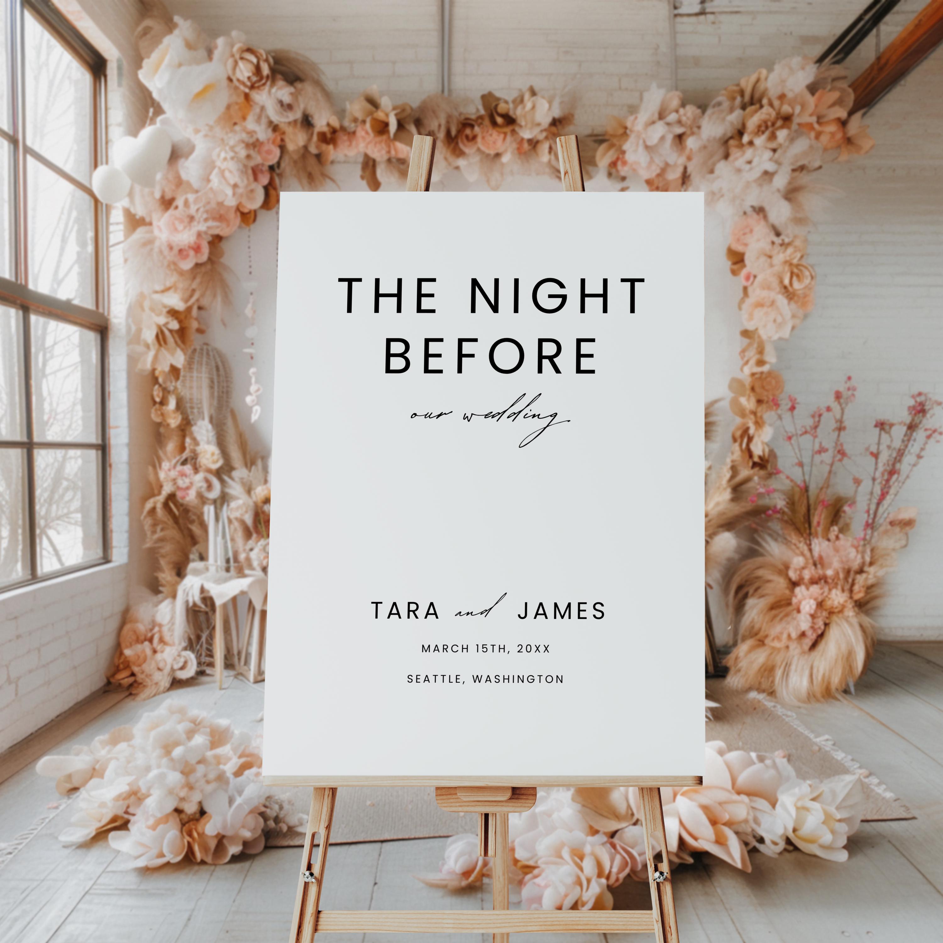 Modern the Night Before Sign | Wedding Rehearsal | Simple Signage ...