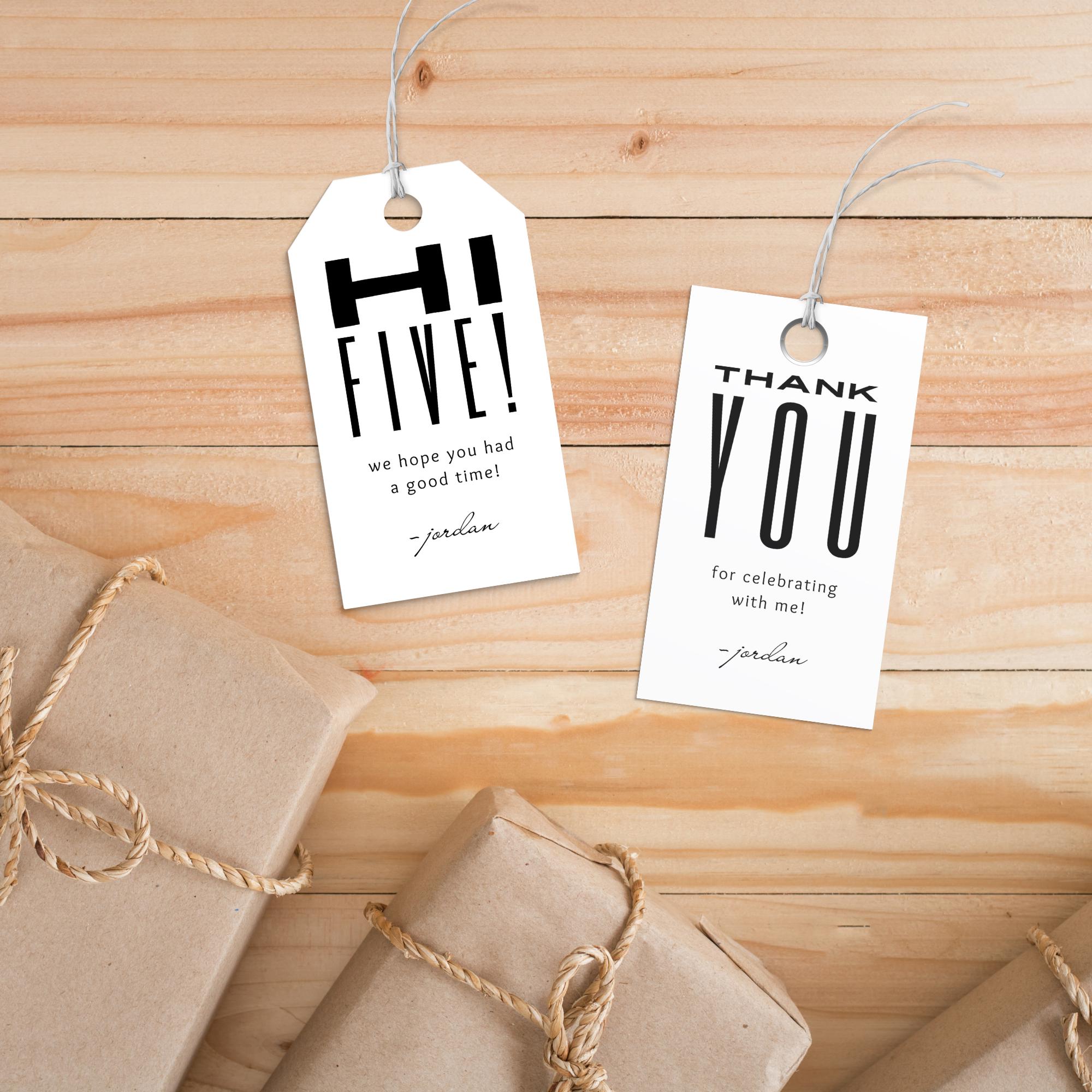 Hi Five! Birthday Thank You Tags | High Five Party Favors | 5 Year Old ...