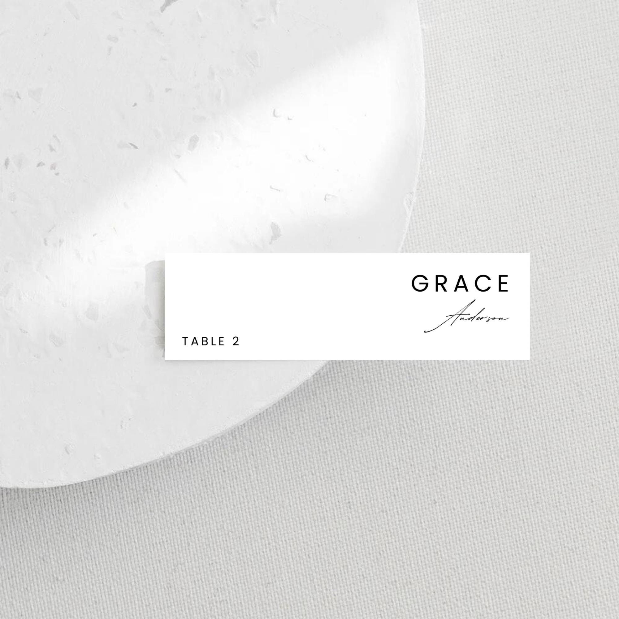 Modern Thin Name Place Card | Flat Printable Tags | Minimalist Wedding ...