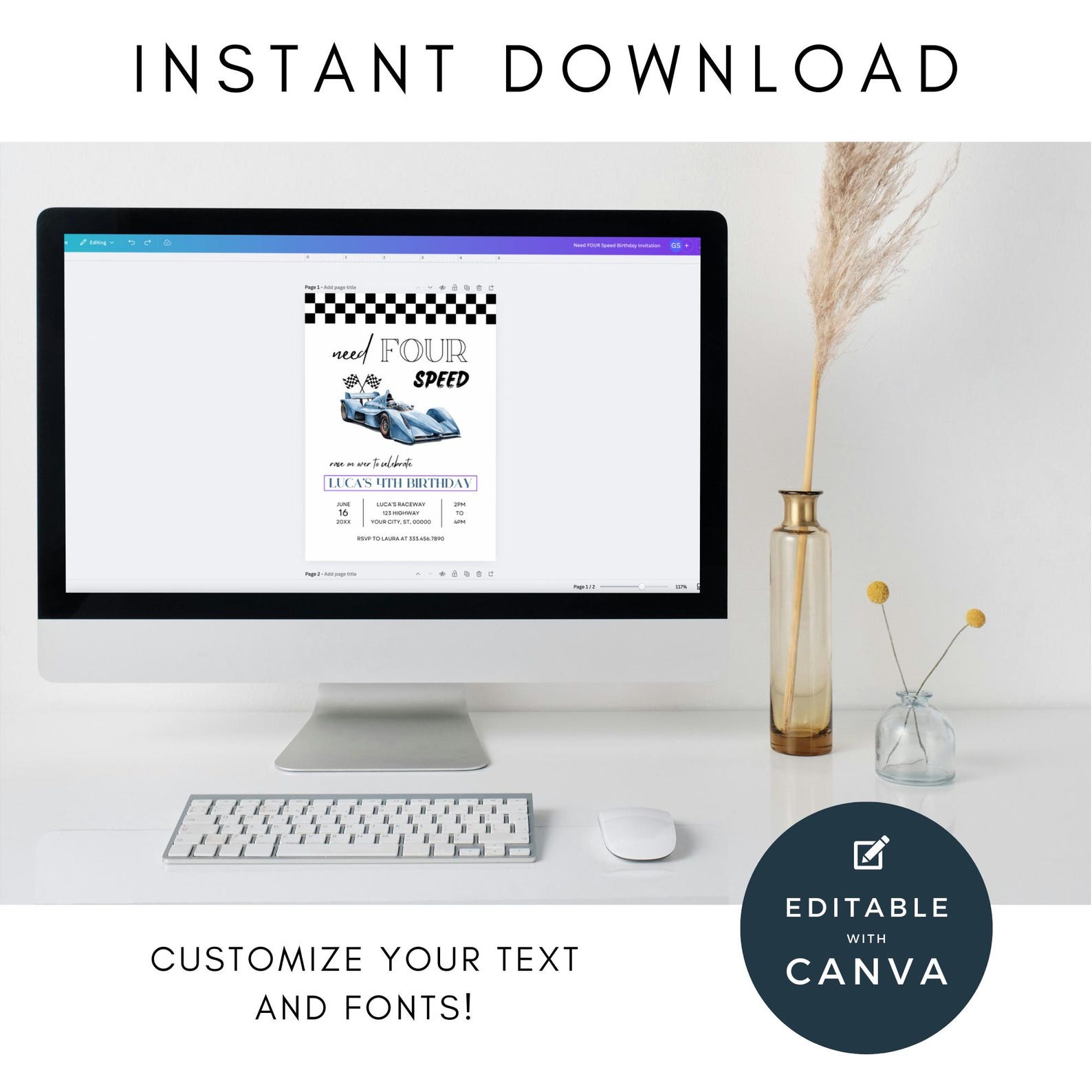 First Lap Around the Track Invitation | Watercolor Race Car | Boy 1st ...