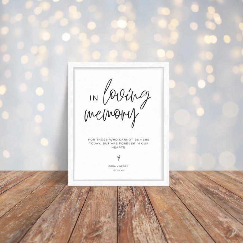 Minimalist Wedding in Loving Memory Sign | Remembering Loved Ones ...