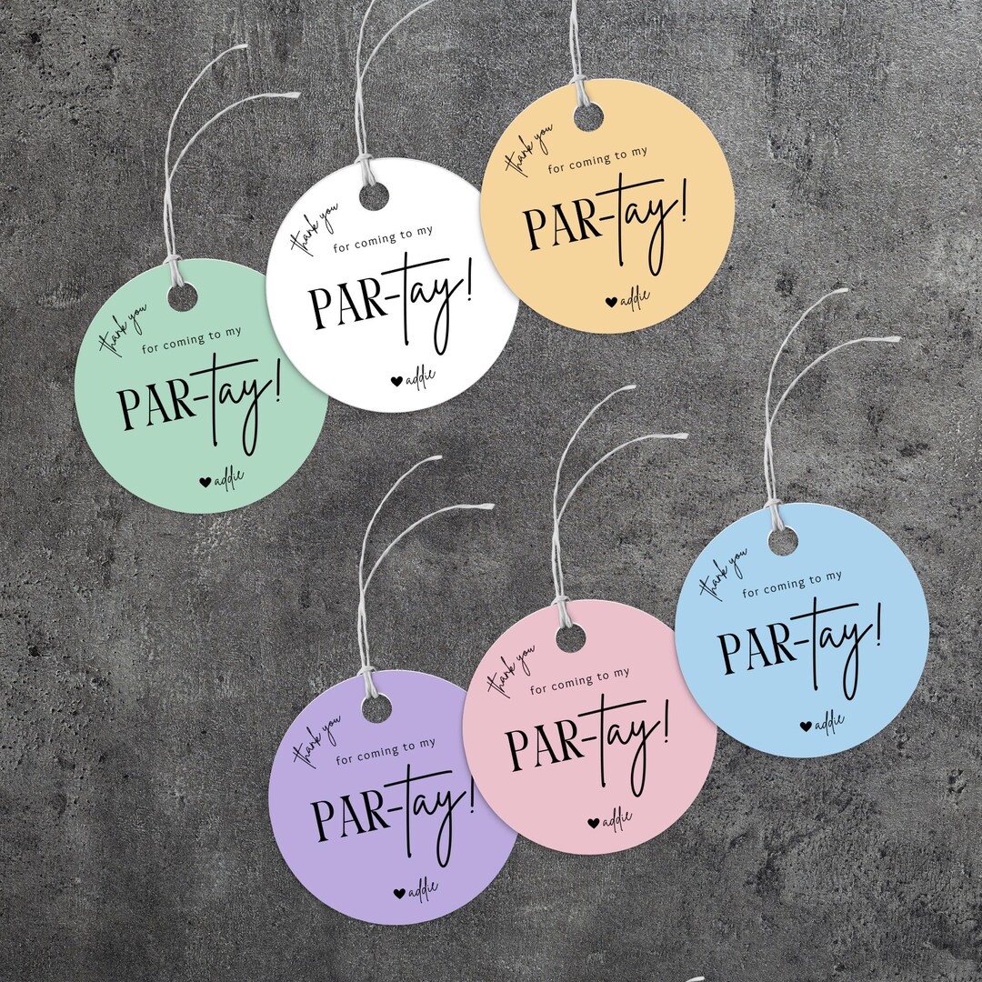 Par-tay Thank You Tags | Taylor Party Favors | Goodie Bags | Girl Music ...