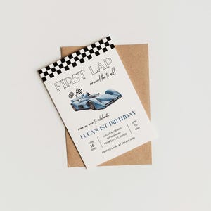 First Lap Around the Track Invitation | Watercolor Race Car | Boy 1st ...