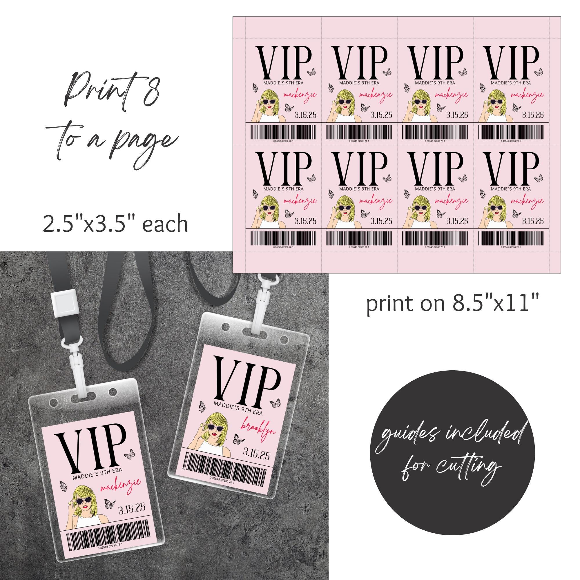 Taylor Concert VIP Pass | 2.5x3.5in Cards | Party Favors | Lanyard ...