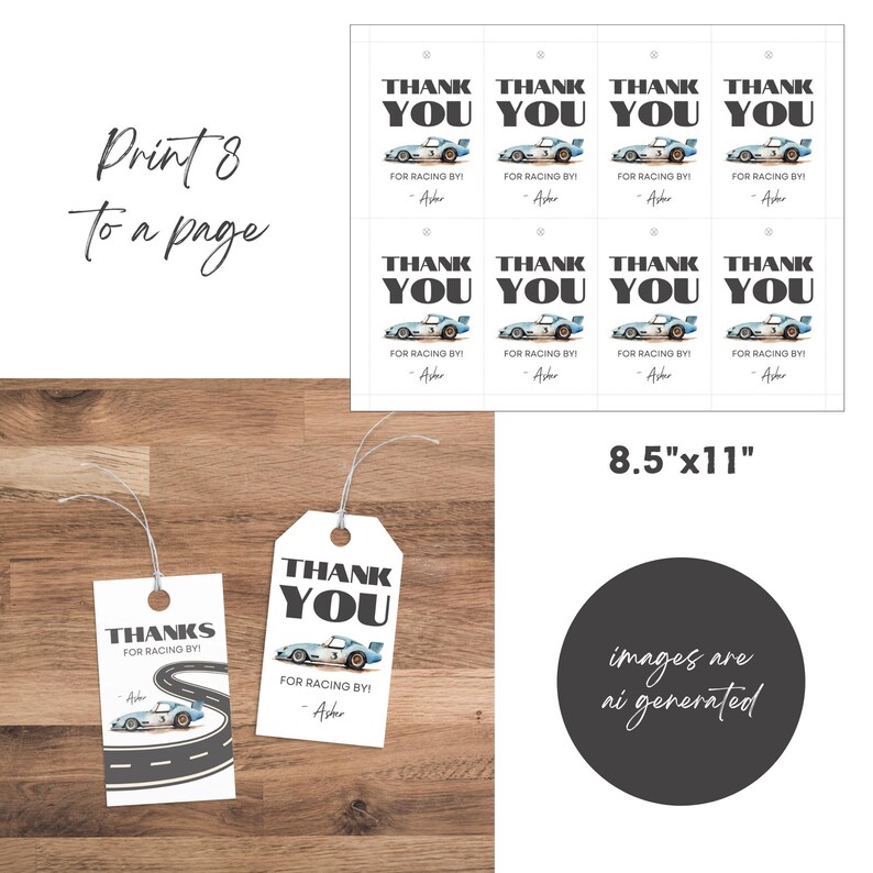 Vintage Race Car Birthday Thank You Tags | Start Your Engines | Party ...