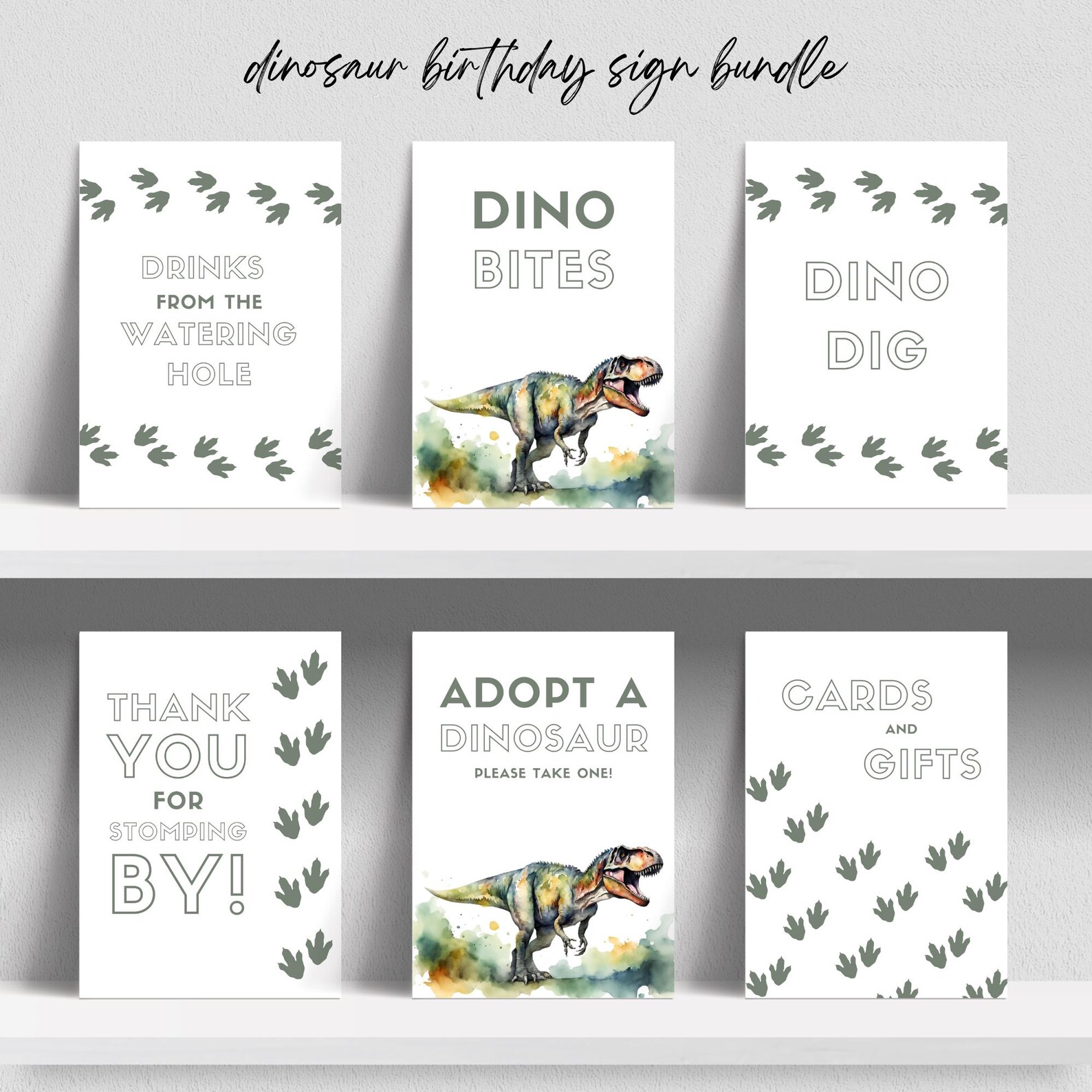Dinosaur Birthday Party Sign Bundle | T-rex Dino Bday 8x10 Signage ...