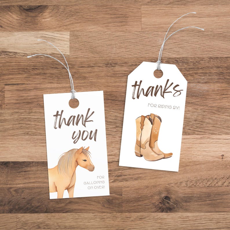 Pony Birthday Thank You Tags | Horse Ride Party Favors | Saddle up ...