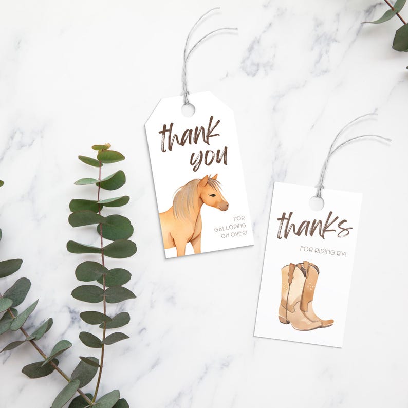 Pony Birthday Thank You Tags | Horse Ride Party Favors | Saddle up ...