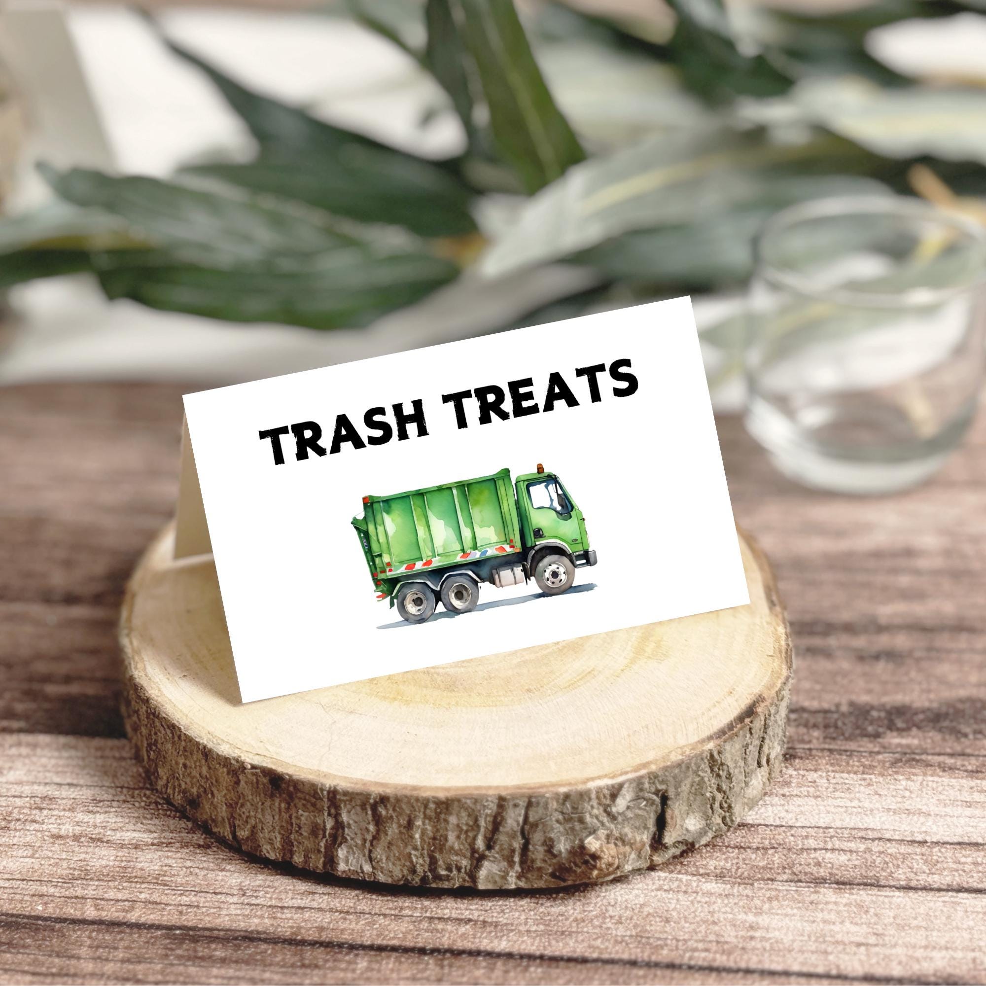Garbage Truck Birthday Food Labels | Recycle Party Buffet Cards | Trash ...