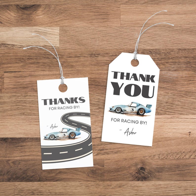 Vintage Race Car Birthday Thank You Tags | Start Your Engines | Party ...