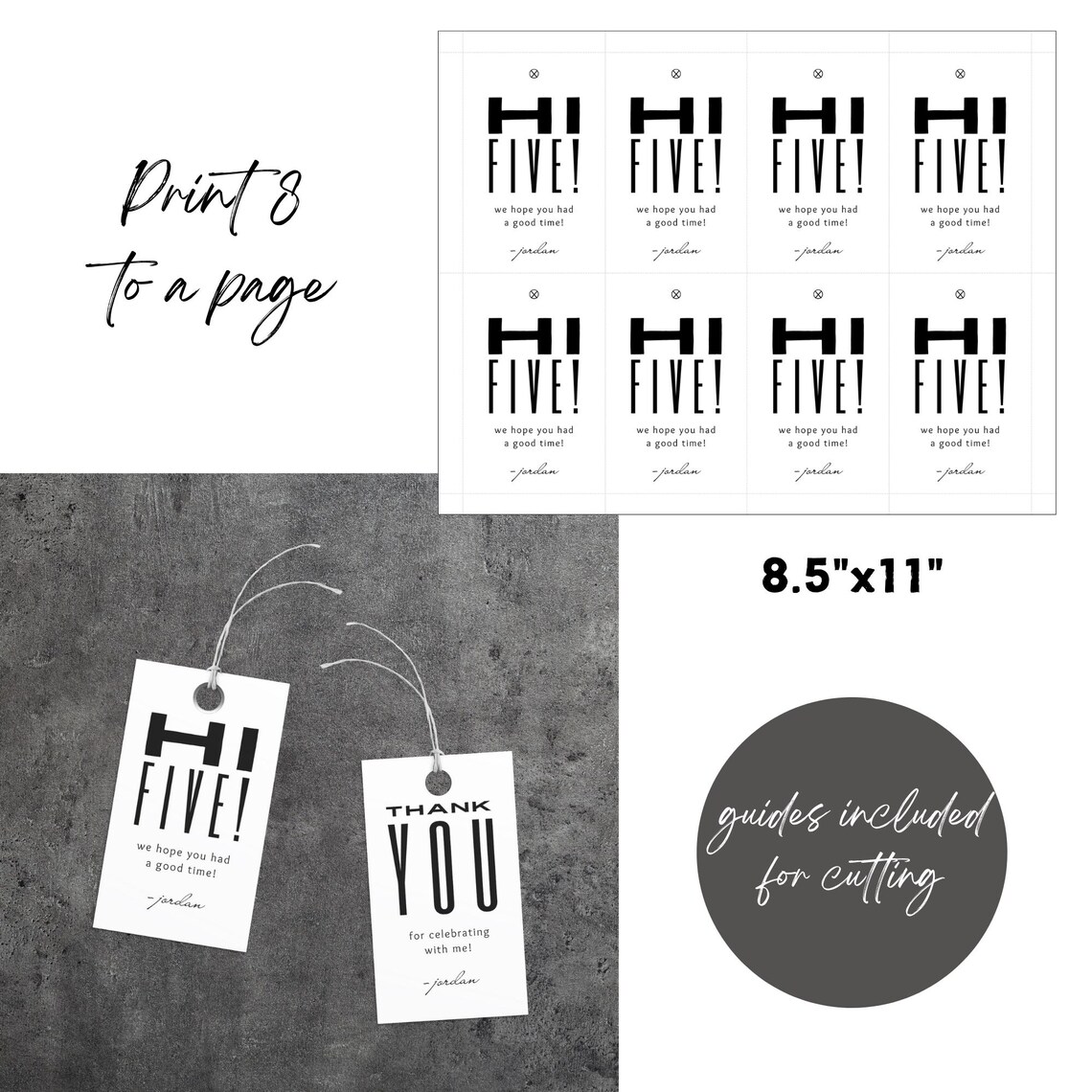 Hi Five! Birthday Thank You Tags | High Five Party Favors | 5 Year Old ...