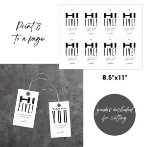 Hi Five! Birthday Thank You Tags | High Five Party Favors | 5 Year Old ...