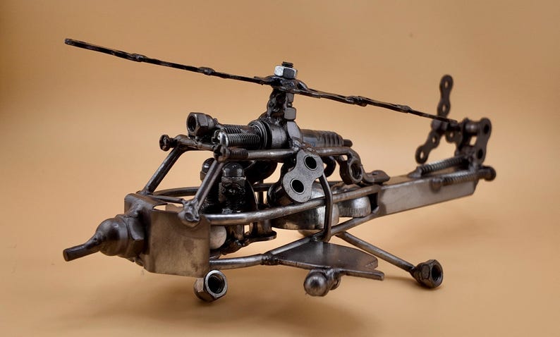 Metal Helicopter Sculpture Made From Recycled Materials - Etsy