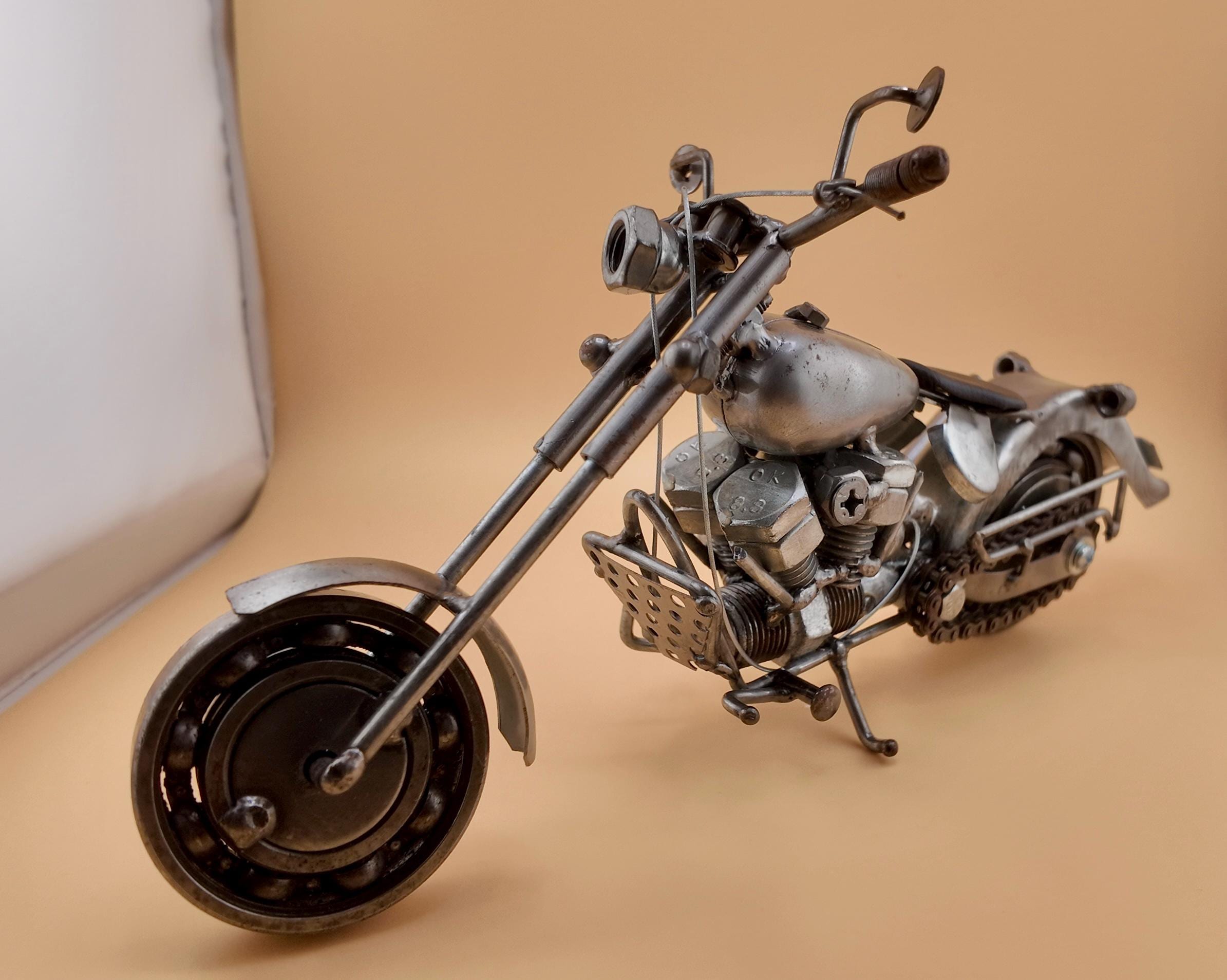 Recycled Metal Motorcycle Sculpture – Upcycled Moto Art - Etsy