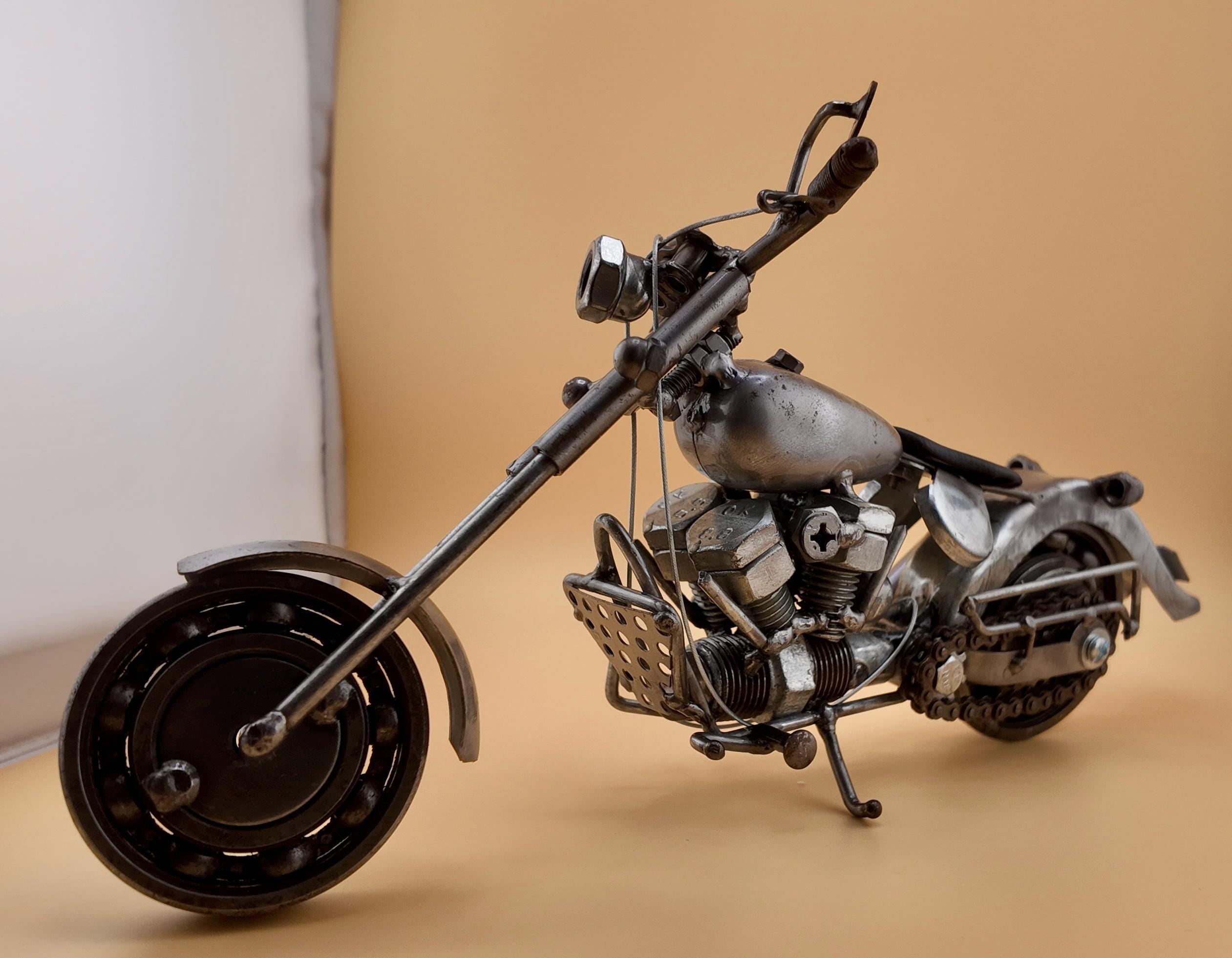 Recycled Metal Motorcycle Sculpture – Upcycled Moto Art - Etsy