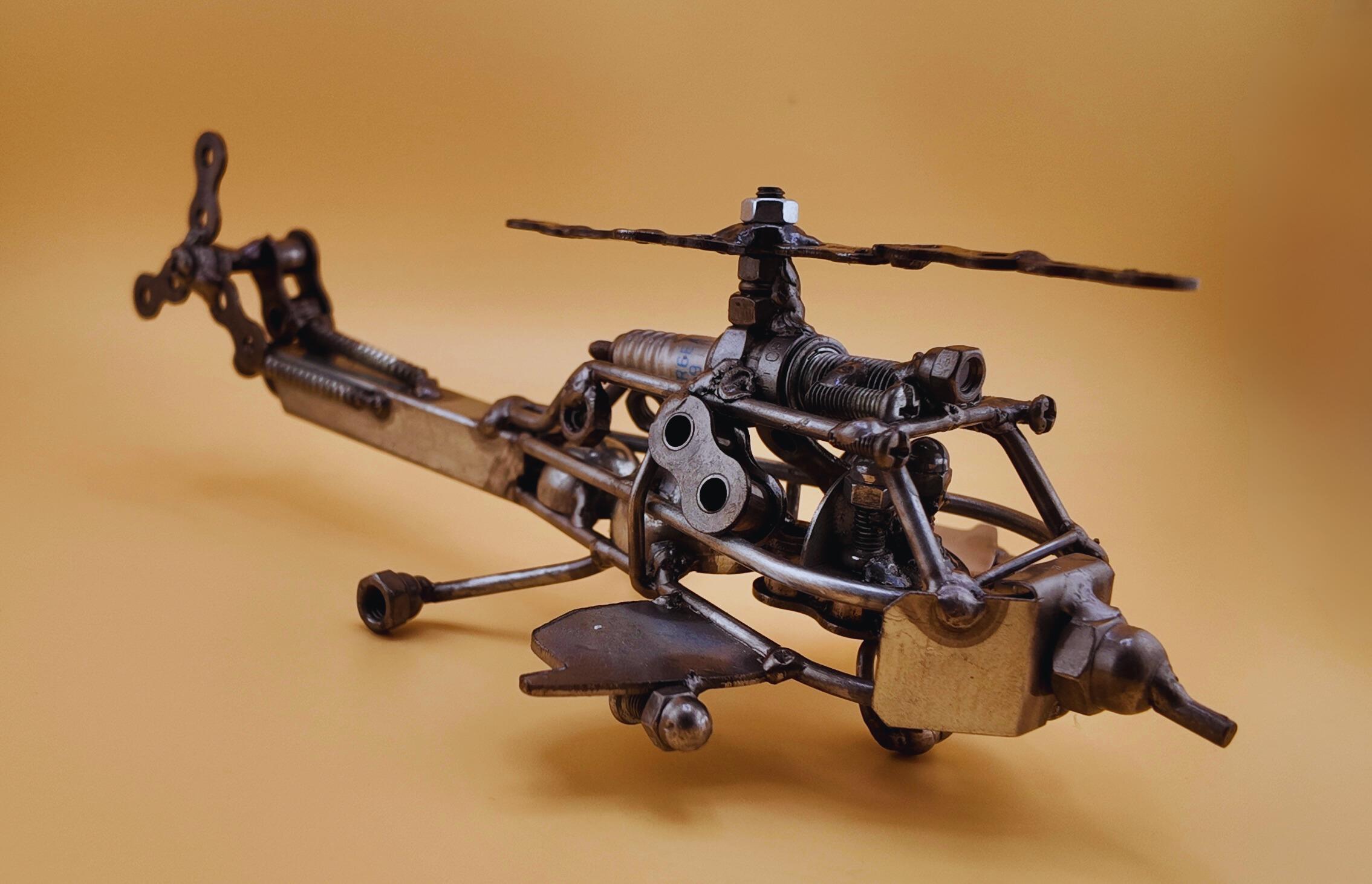 Metal Helicopter Sculpture – Made From Recycled Materials - Etsy