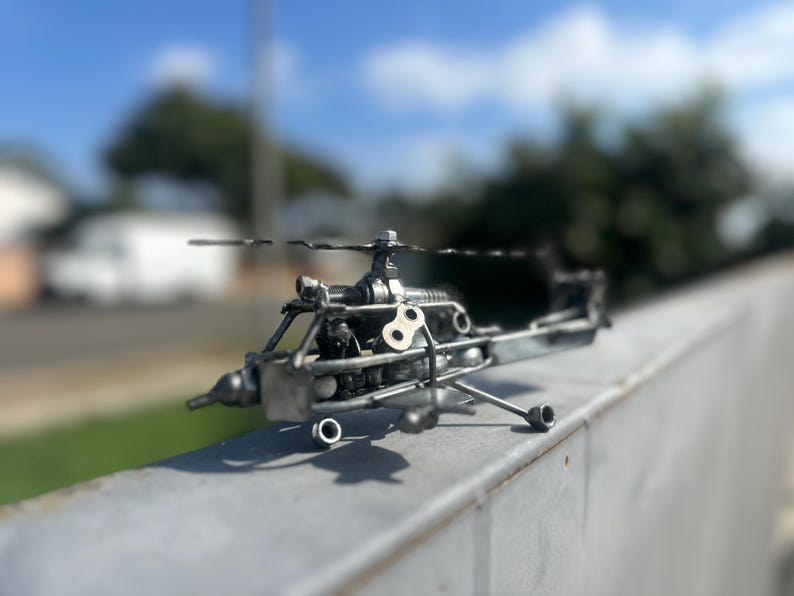 Metal Helicopter Sculpture Made From Recycled Materials - Etsy