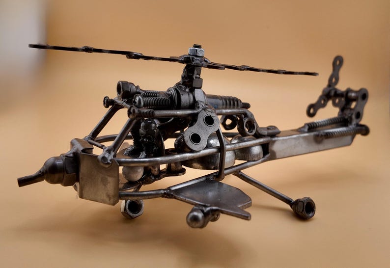 Metal Helicopter Sculpture Made From Recycled Materials - Etsy