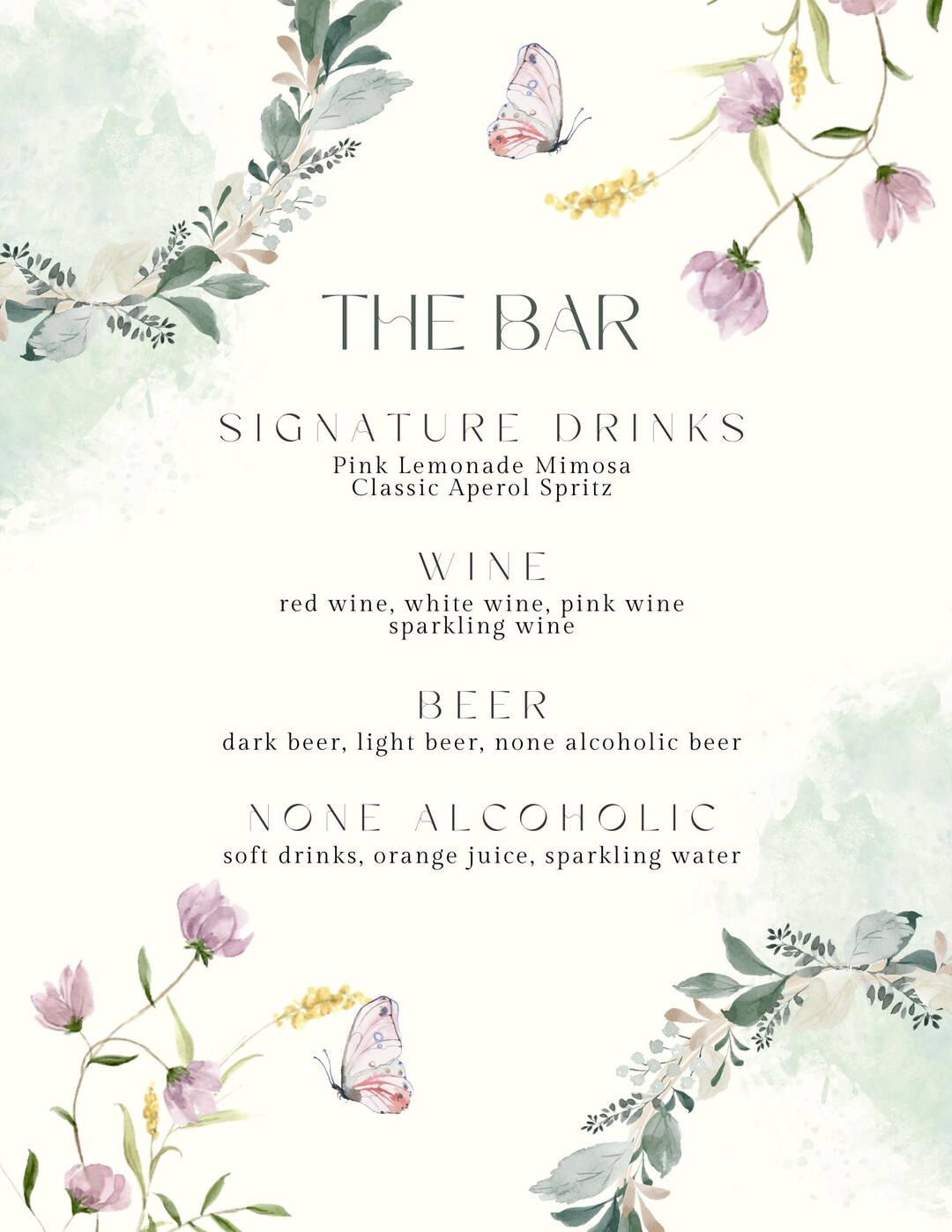 Nine Floral Menu Designs Ready to Be Downloaded and Customized - Etsy